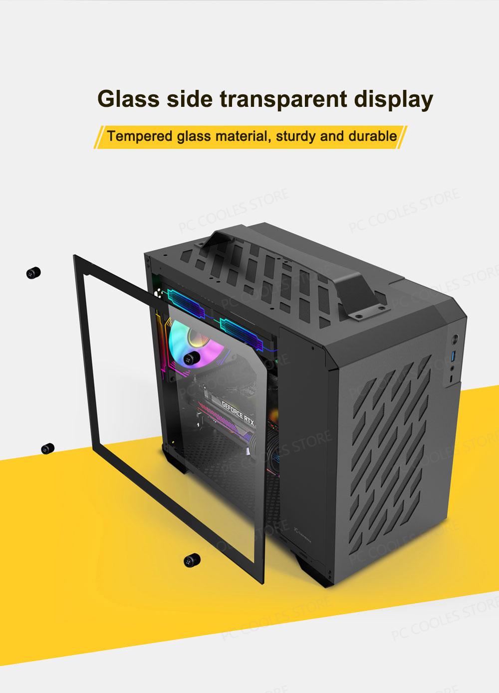 Powertrain X200 MATX คอมพิวเตอร์เดสก์ท็อปแบบพกพาแก้วด้านข้างโปร่งใส 240 ...