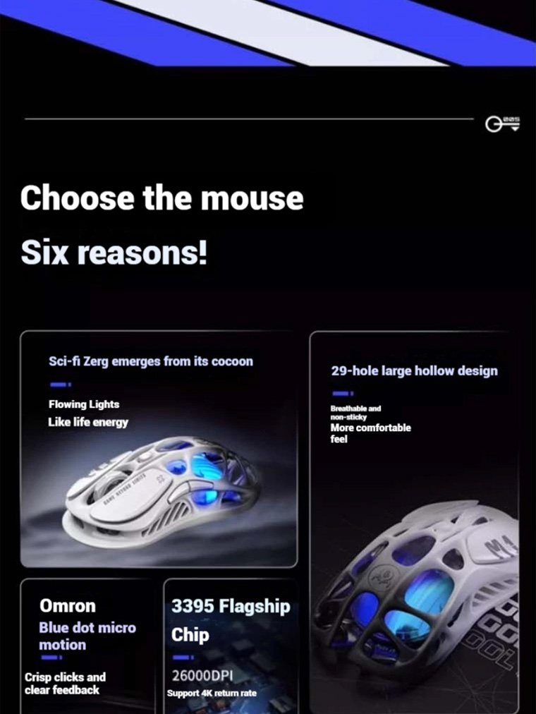 Gravastar Cocoon Breaking Mouse PAW3395 เกม E-sports สามโหมดไร้สายสาย ...