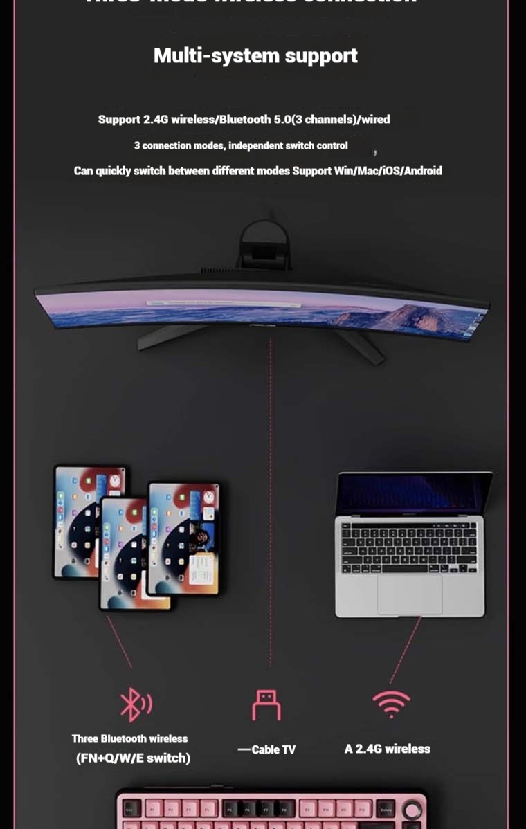 EWEADN GS75 customized mechanical keyboard Wireless Bluetooth three ...