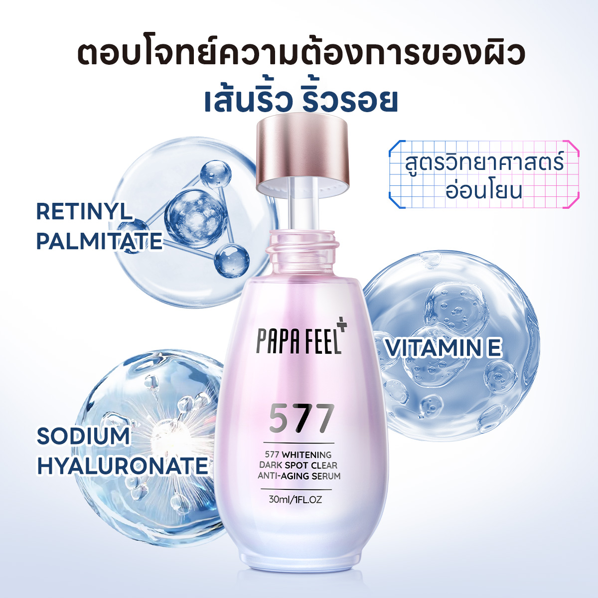 PAPA FEEL เซรั่ม ลดรอยสิว เรตินอล Antiaging Serum ลดริ้วรอย 2Pcs | ไวท์เทนนิ่ง 577 | เช้า577 ...