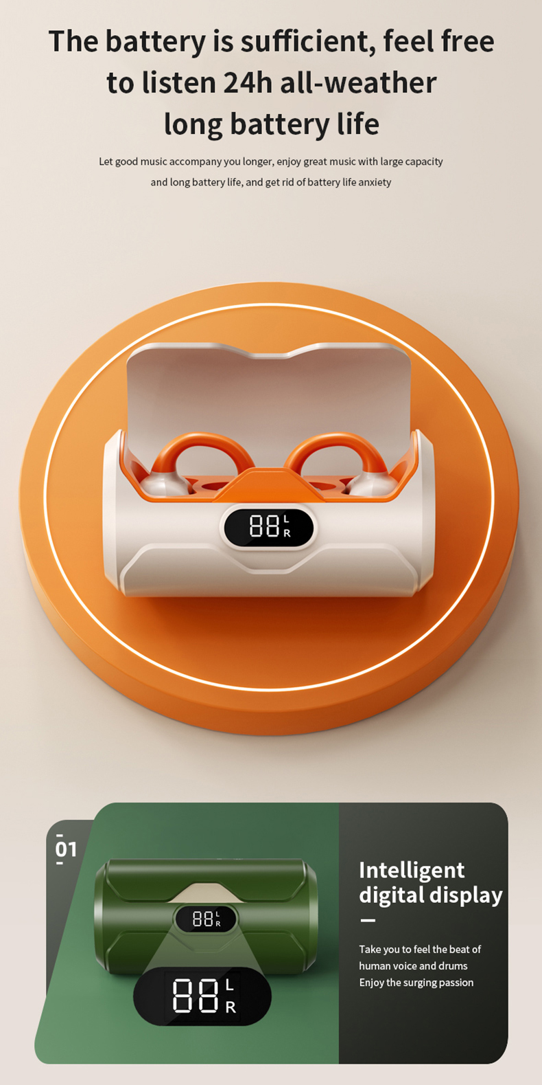 [พร้อมส่งในไทย] Jeep EC003 หูฟังแบบหนีบหู บลูทูธ5.4 หูฟังเปิดหู เสียง HIFI คุณภาพสูง HD Calls หู ...