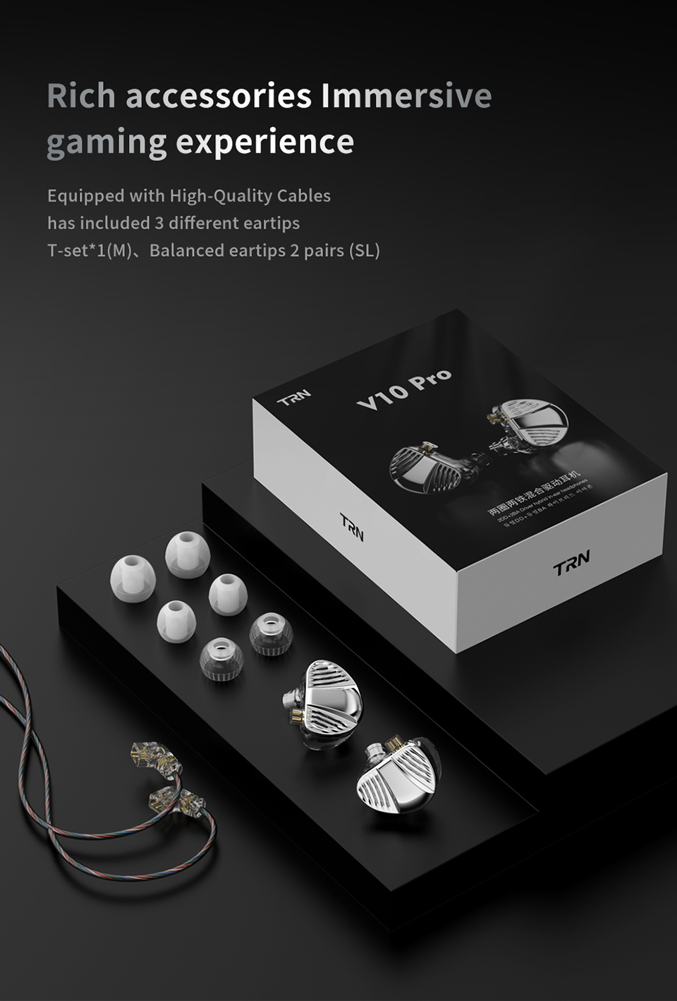 Trn V10 PRO 2DD + 2BA Hybrid In Ear หูฟัง DJ HIFI Monito วิ่งกีฬาหูฟัง ...