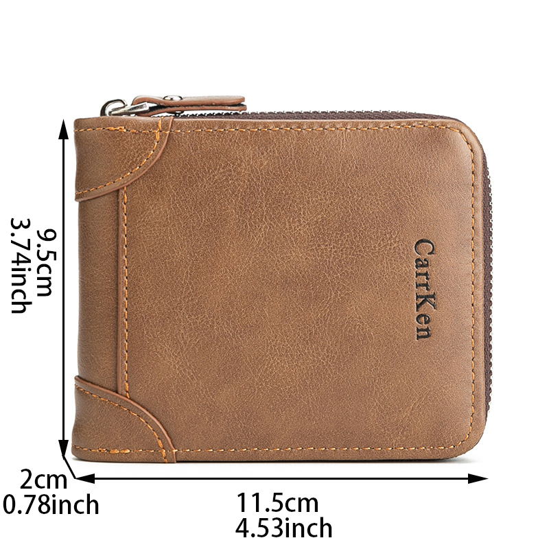 Carrken Men Retro Casual Zipper Coin Purse Youth Fashion Multi-card ...
