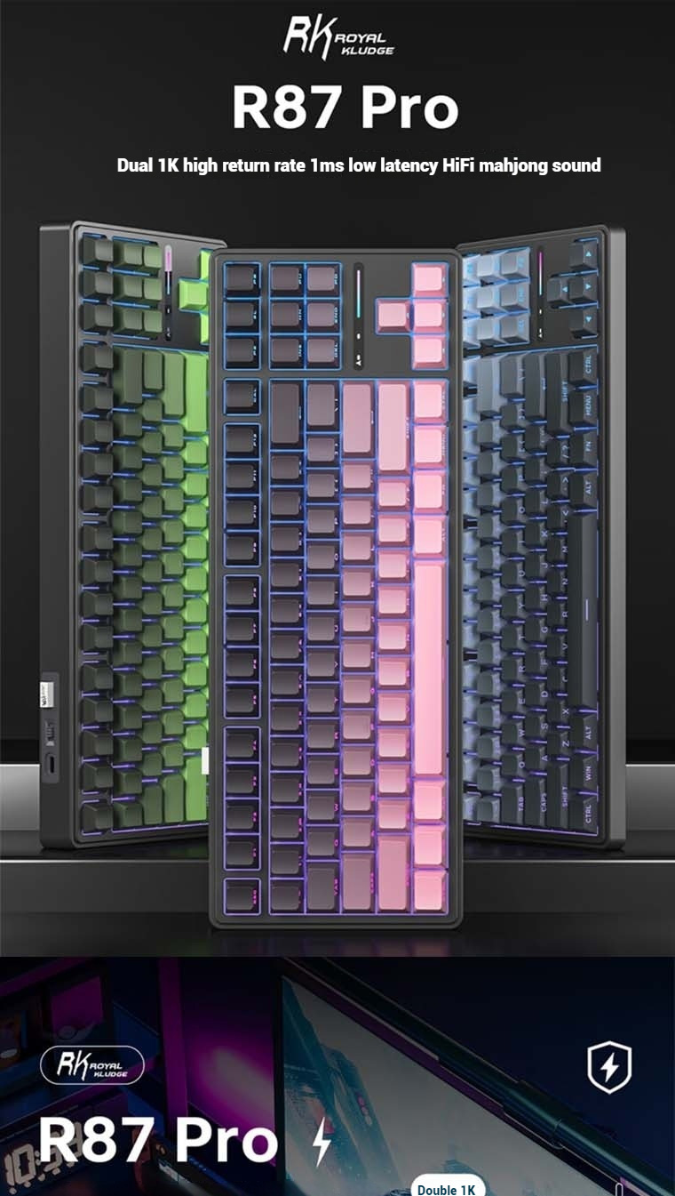 RK R87Pro three-mode Mechanical Keyboard Wireless 2.4G Bluetooth Wired ...