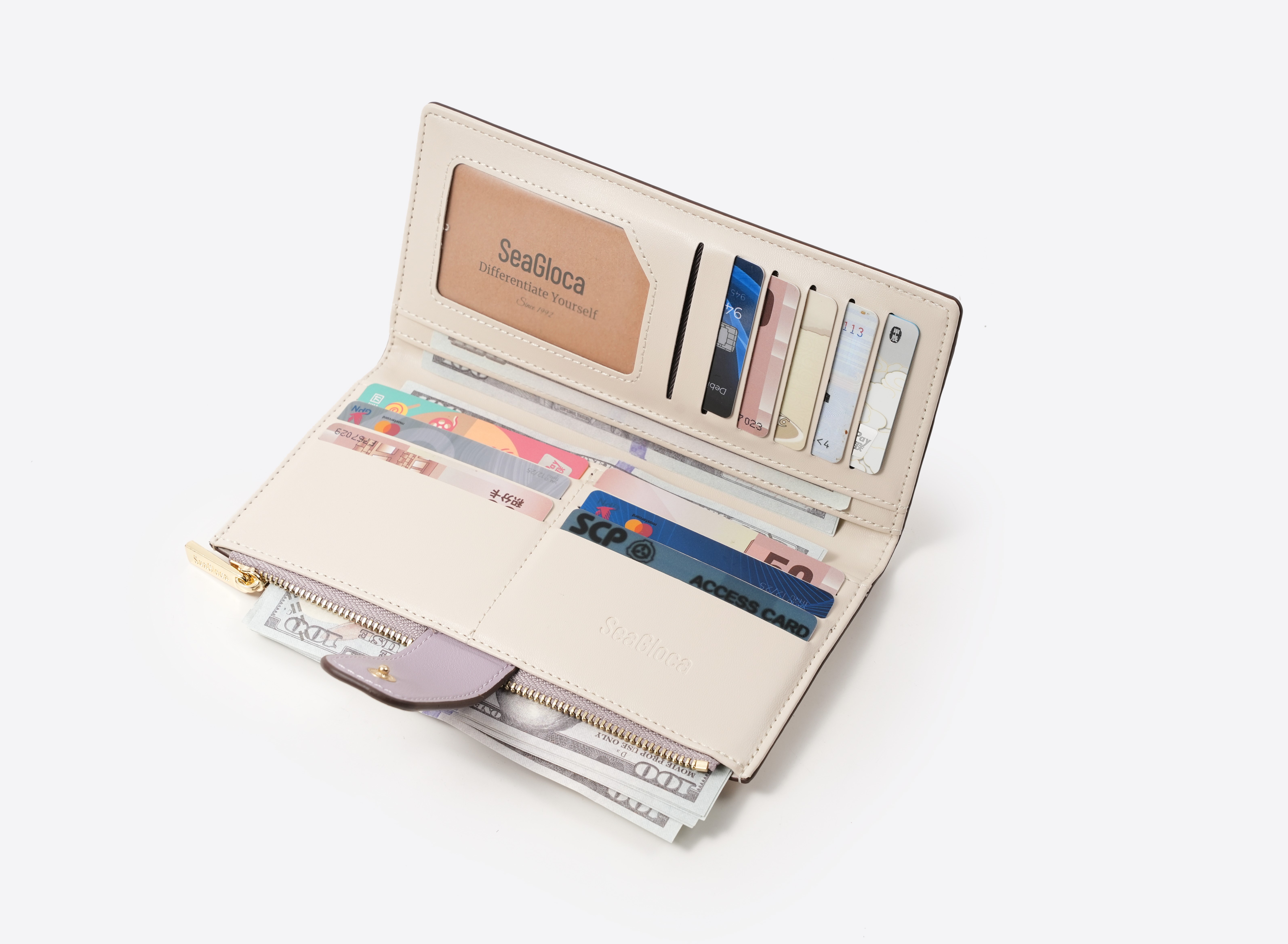 Seagloca ใหม่แฟชั่น Niche Simple คลาสสิกพิมพ์ดอกไม้สดซิปกระเป๋าสตางค์ ...