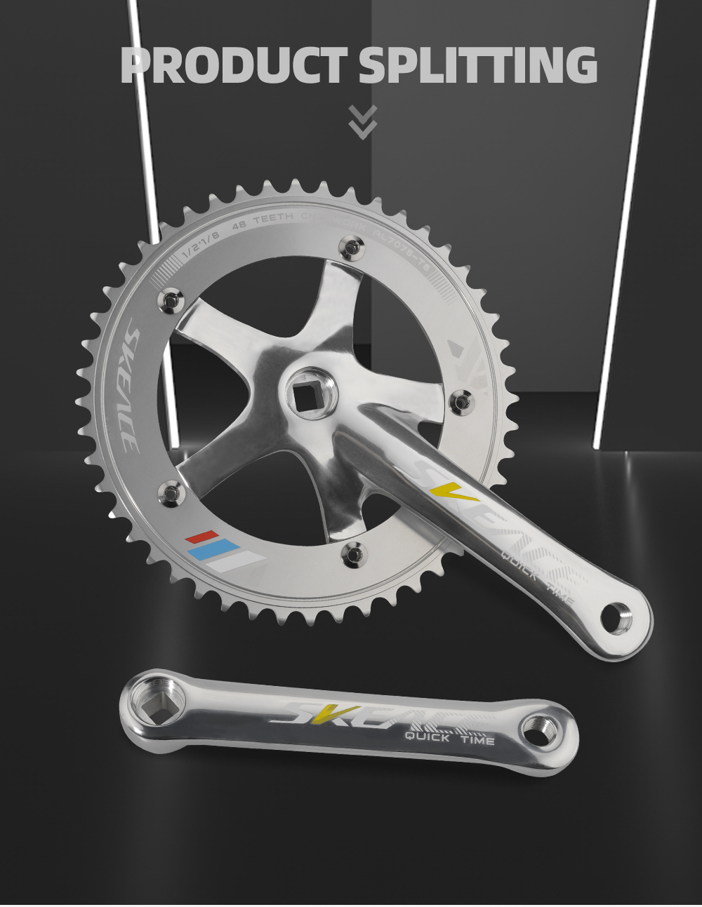 SKEACE BCD Track Fixie Bike Crankset 144mm x 165mm, 48T Anodized ...