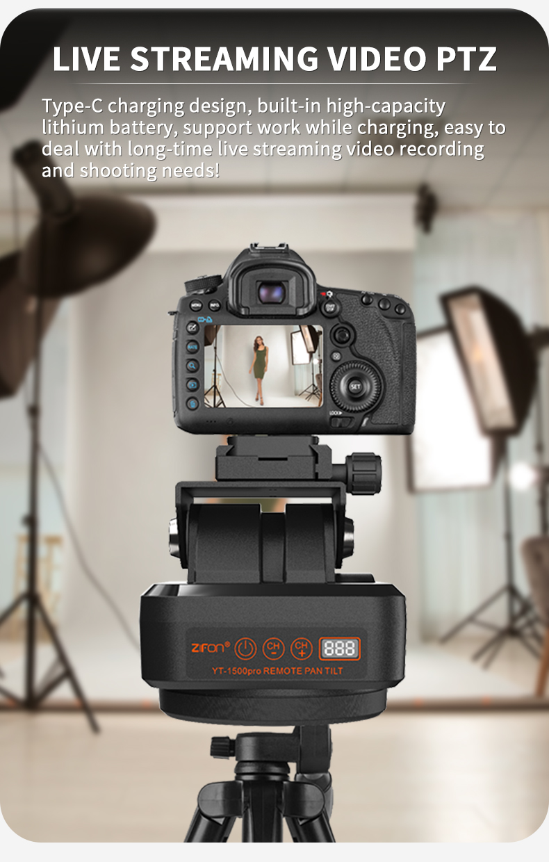ZIFON YT-1500 Pro Pan Pan Tilt ไฟฟ้าแบบพาโนรามา 360 องศาหมุน 2.2 กก. ...