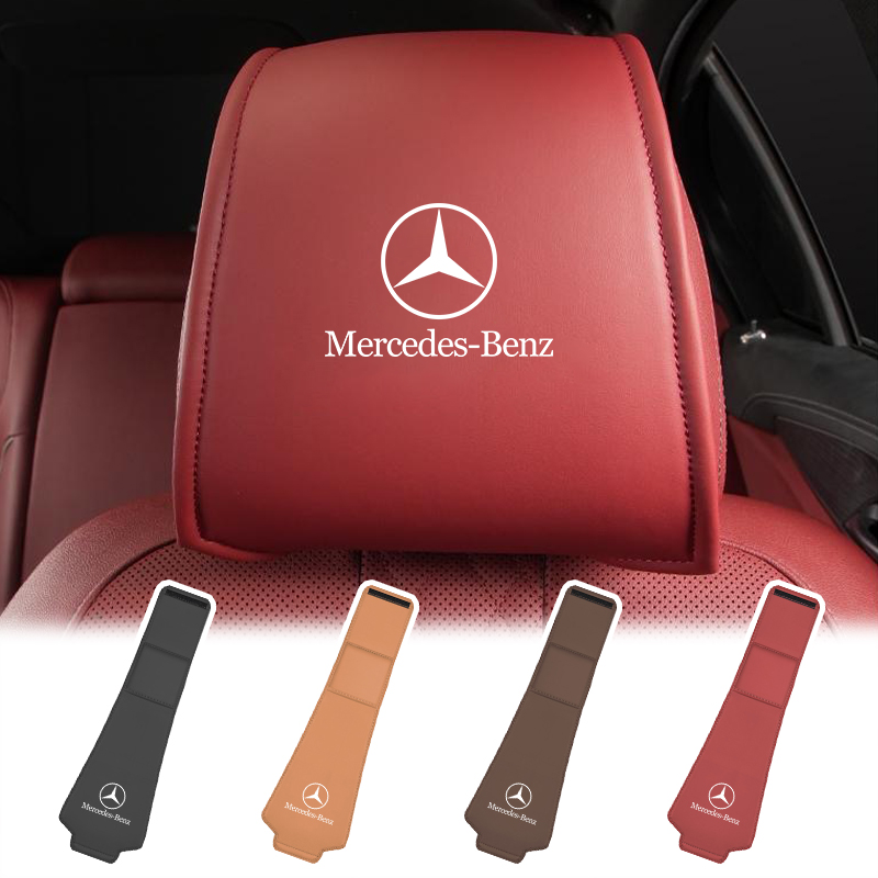 1/2pcs Car Seat Headrest ฝุ่น PU Learther รถที่นั่งหมอนสําหรับ Mercedes ...