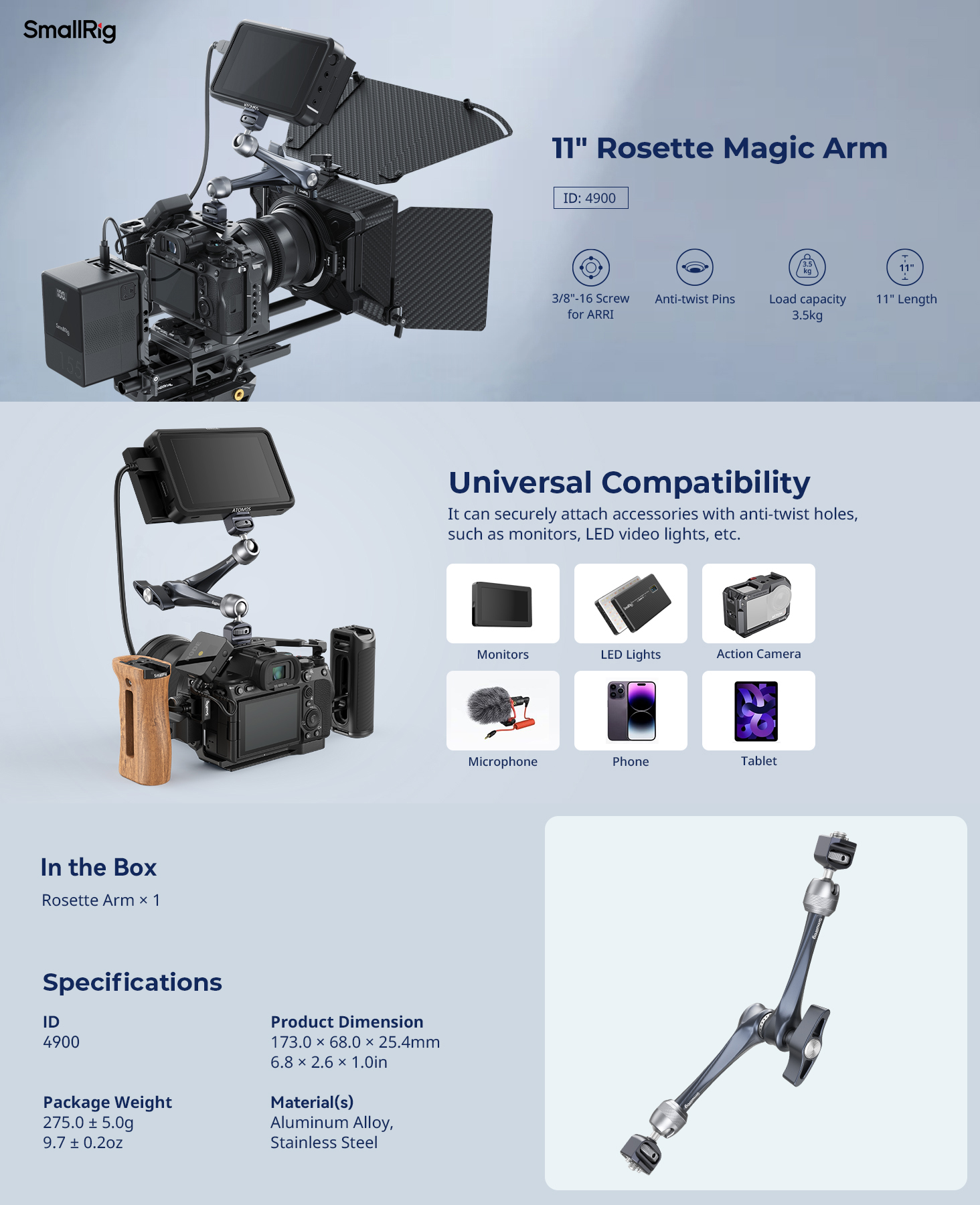 Smallrig HawkLock H21 Quick Release Magic Arm สําหรับกล้อง/จอภาพ/ไฟ LED ...