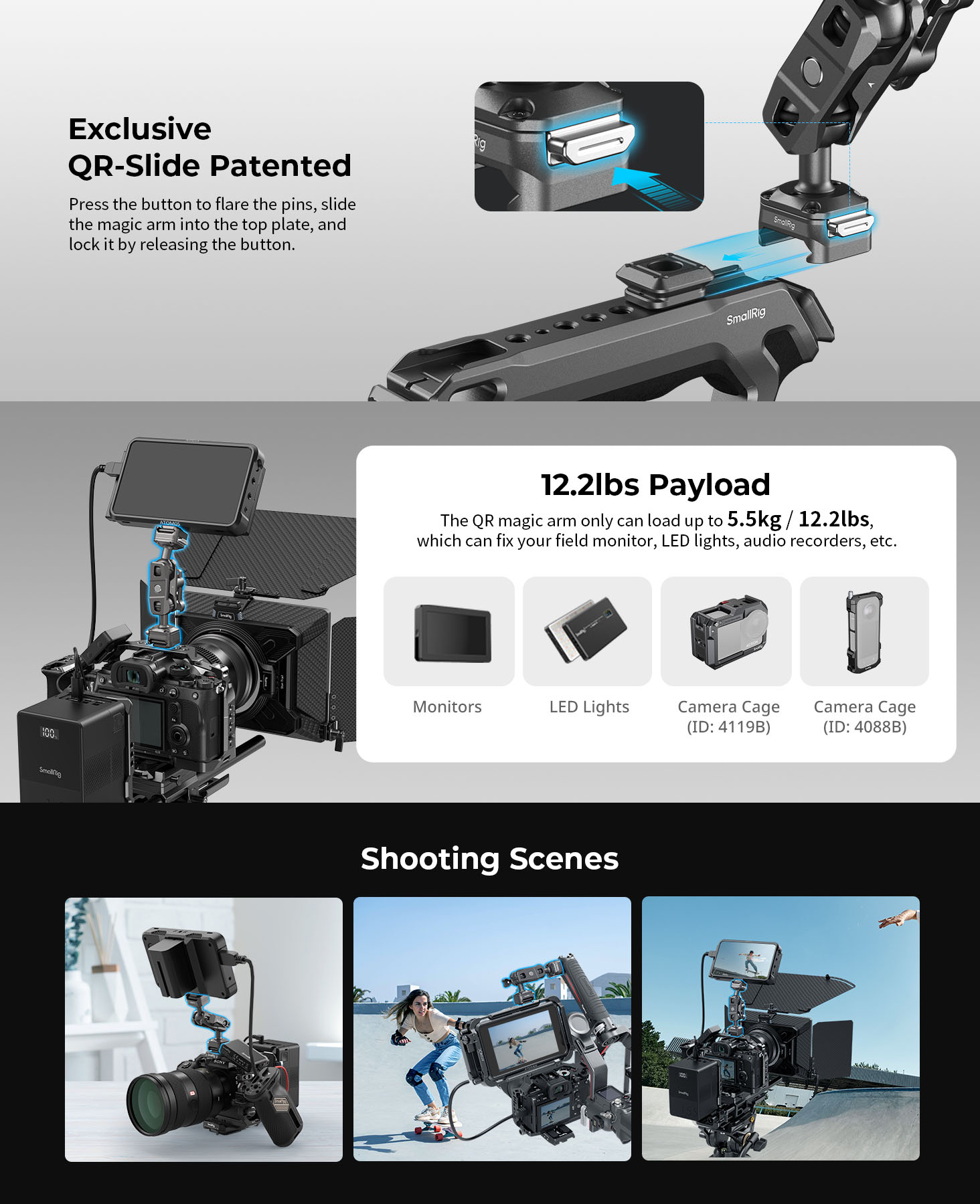 Smallrig HawkLock H21 Quick Release Magic Arm สําหรับกล้อง/จอภาพ/ไฟ LED ...