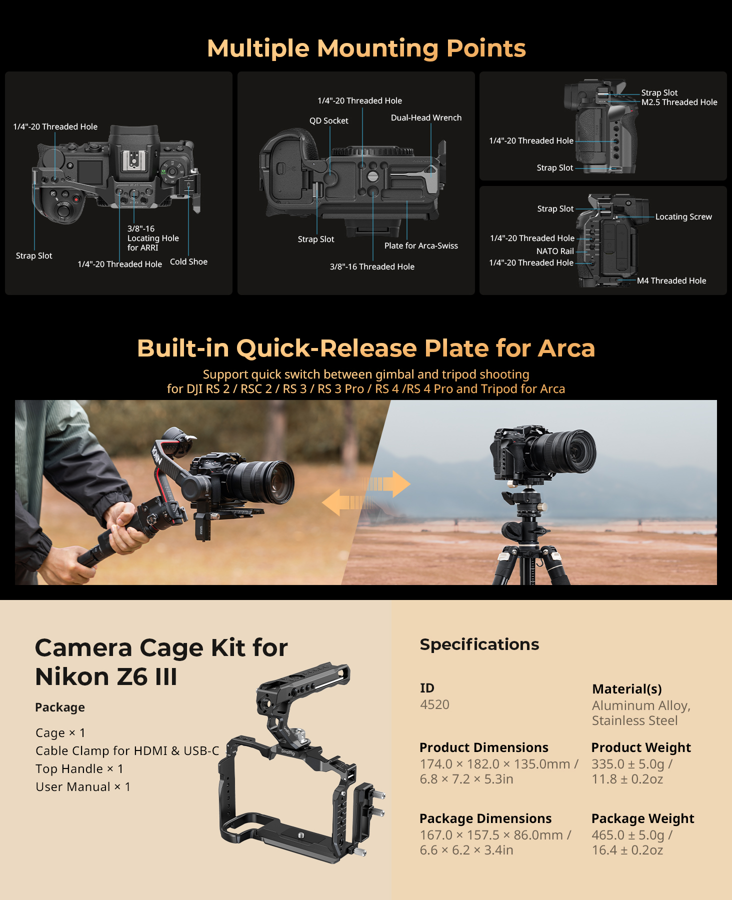 Smallrig Night Eagle Z6III กล้อง Quick Release Cage Kit สําหรับ Nikon ...