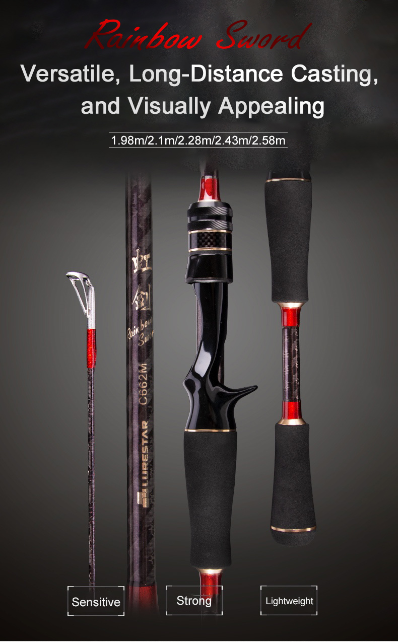 Rainbow SWORD Spinning Casting Fishing Rod Fuji แหวน F Action Lure Rod ...
