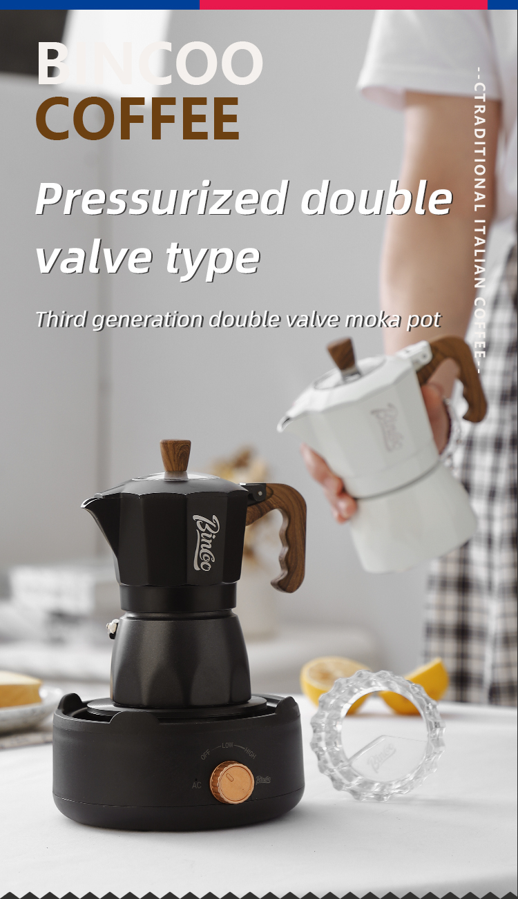 Bincoo Dual-วาล์วMokaหม้อบ้านเตาไฟฟ้าBrewingหม้อกาแฟเอสเพรสโซ่ขนาดเล็กHand-Groundชุดเครื่องชง ...
