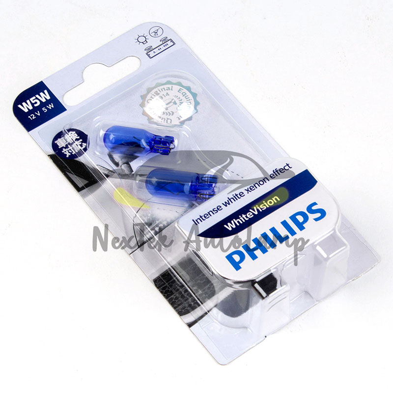 Philips Blue Vision T10 W5W 12V 5W 4000K ไฟส่องสว่างภายในรถเดิมสีขาว ...