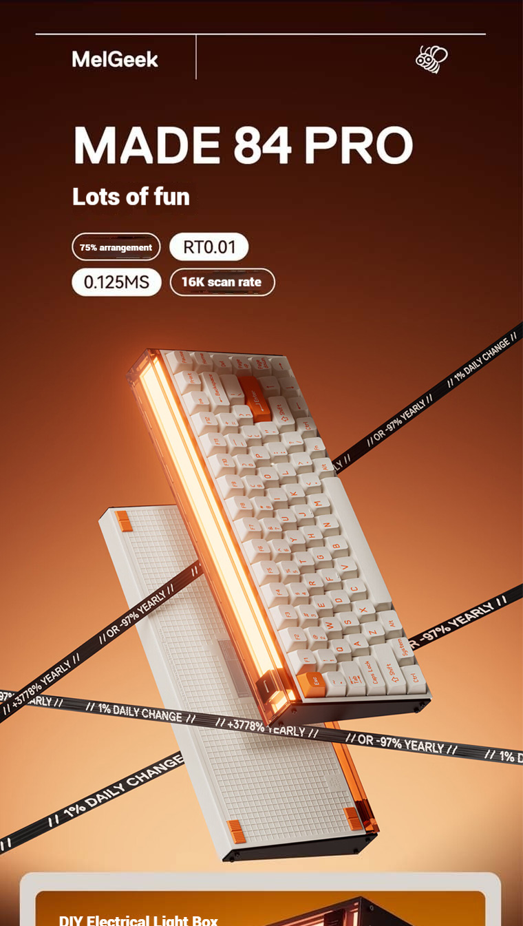 MelGeek MADE84 PRO Magnetic Axis Keyboard RT Magneto Axis 84 key esports game custom machinery ...