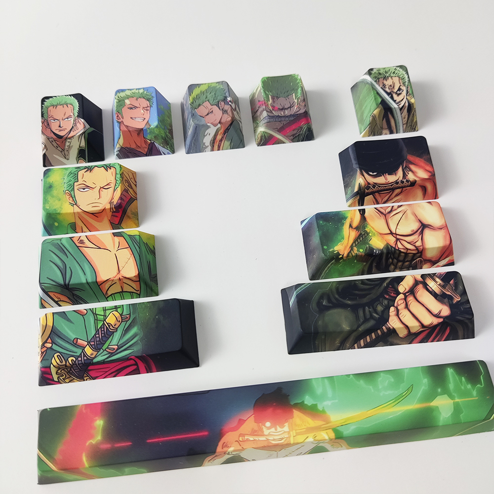 8/12pcs Luffy Zoro Keycaps โปรไฟล์เชอร์รี่ PBT Dye Sublimation One ...