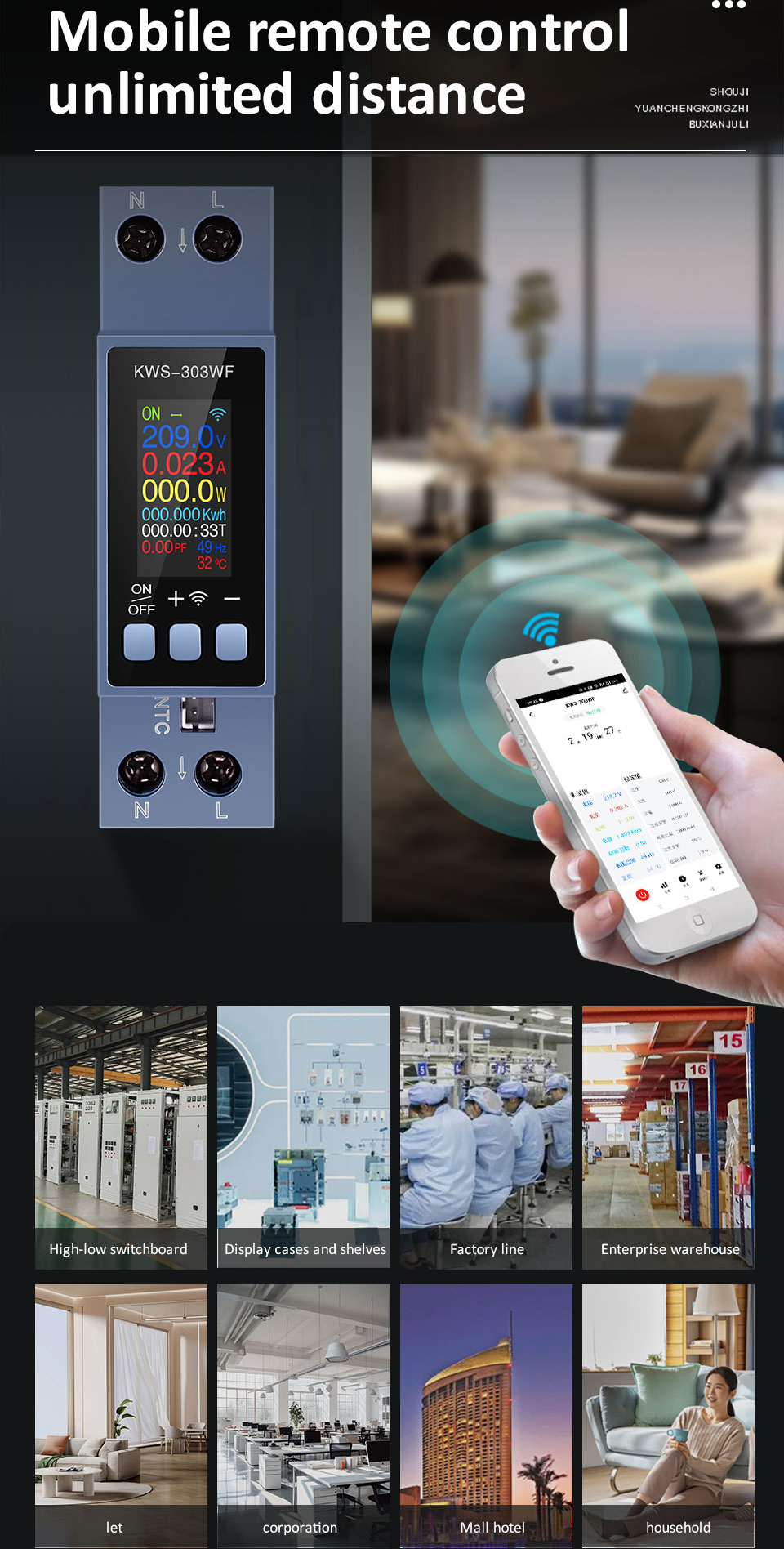 Tuya WiFi 9in1 Power Meter AC Energy Meter APP Control 100-290V/40A แรงดันไฟฟ้าและ Current Meter ...