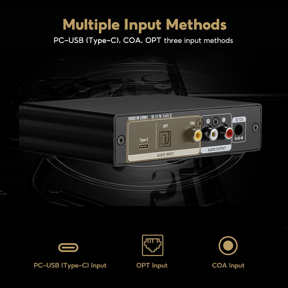 Aiyima DAC-A10 มินิสเตอริโอถอดรหัสเครื่องขยายเสียงหูฟัง 16-600Ω ESS9018K2M USB Coaxial Optical ...