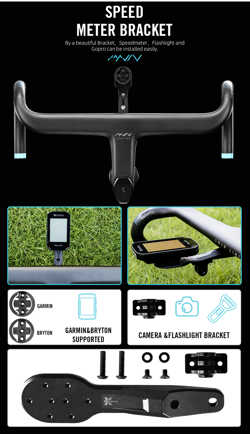 Lexon THIN LINE Carbon Road Integrated Handlebar Supported Full Inner ...