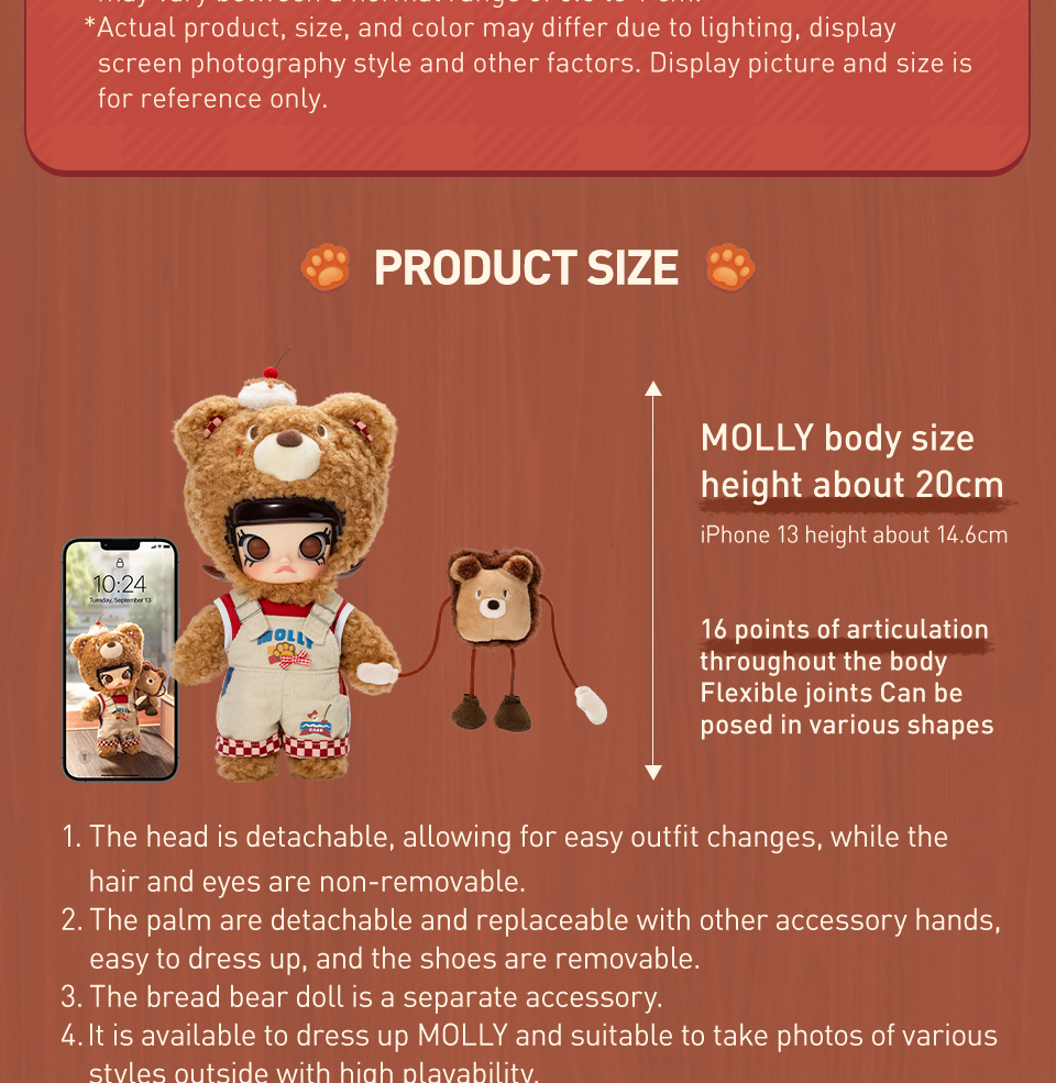 POP MART MOLLY Bear Bread 1/8 Action Figure | Shopee Thailand