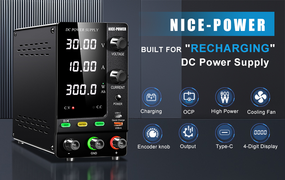 Nice-power 2024 ใหม่ล่าสุด DC Lab แหล่งจ่ายไฟไทเทเนียม Anodized มอเตอร์เริ่มต้นสั้น Killer OCP ...