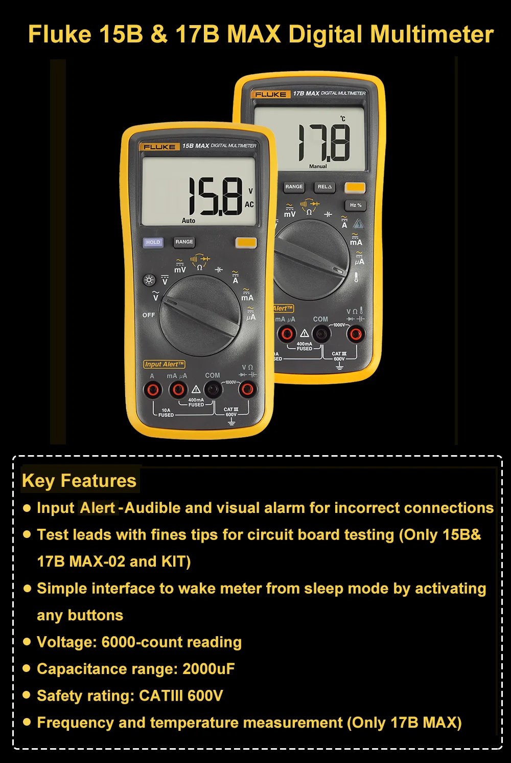 ใหม่ล่าสุด Fluke 15B Max Fluke 17B Max มัลติมิเตอร์แบบดิจิตอลมัลติ ...