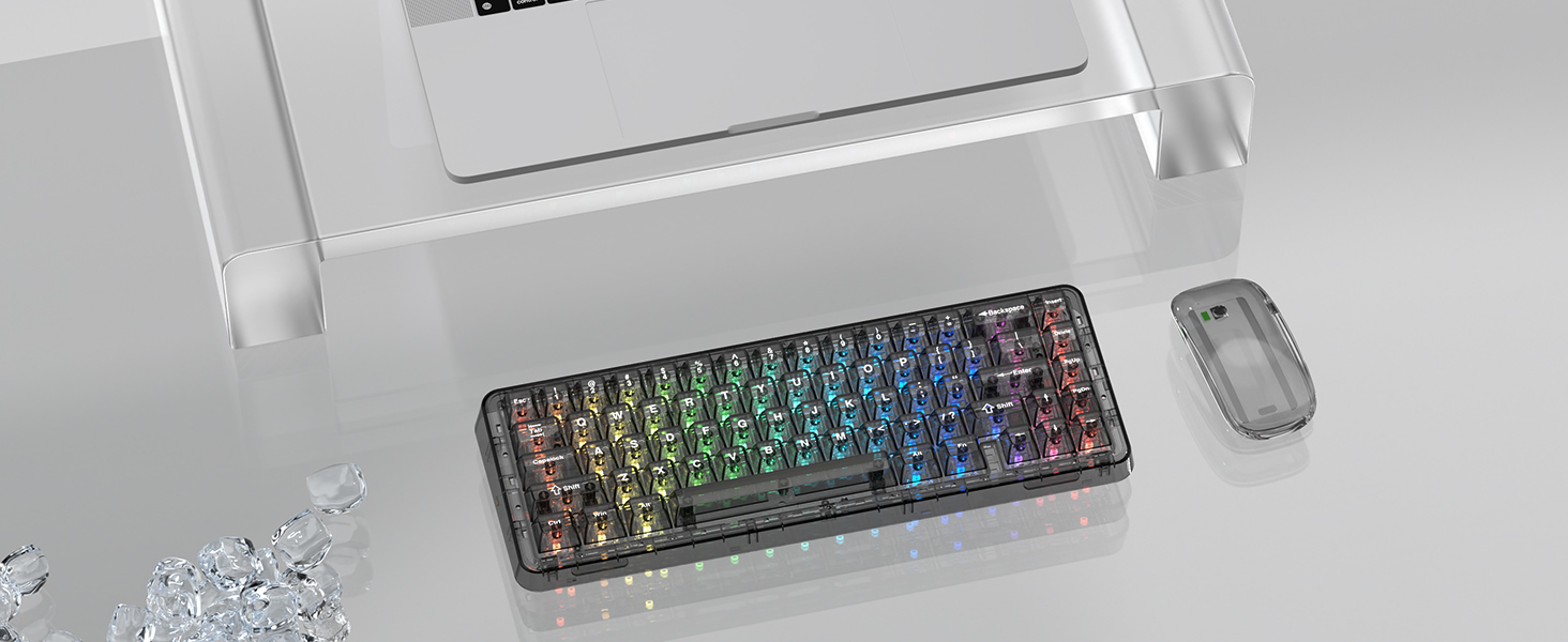 Womier โปร่งใส RGB Keycaps 114 คีย์ Shine ผ่านคริสตัล PBT Custom Key ...