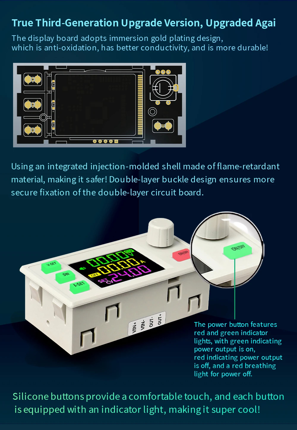 Xy7025 70V/25A/1750W Buck Converter CC CV CNC แหล่งจ่ายไฟเสถียรปรับแรงดันไฟฟ้าควบคุมและโมดูล ...