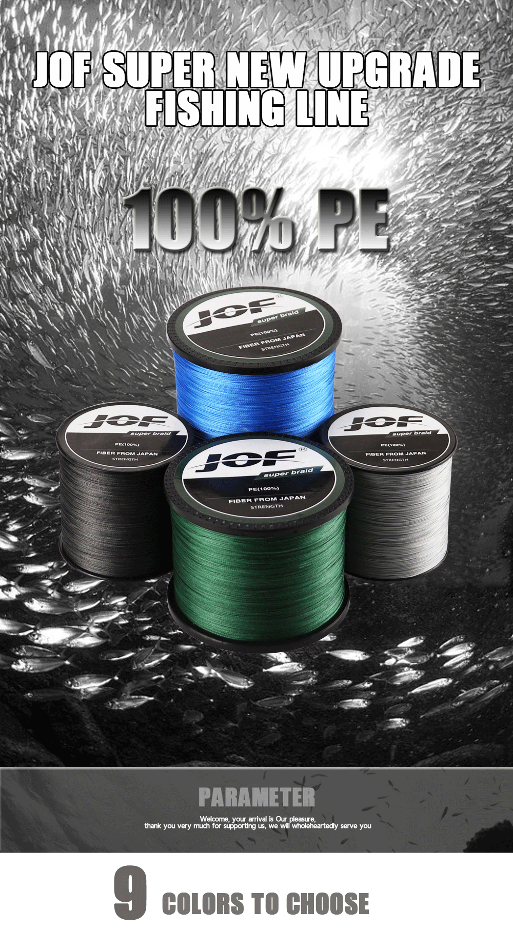 Jof 4 Strands สายตกปลาถัก Multifilament 300M 500M 1000M ปลาคาร์พตกปลา ...