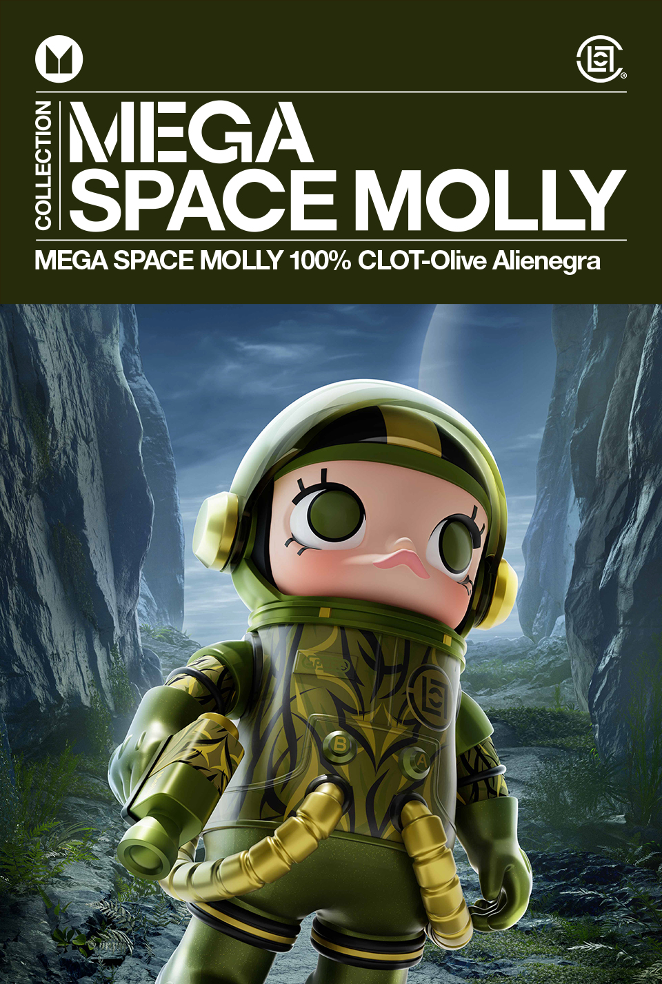 POP MART MEGA SPACE MOLLY 100% CLOT-Olive Alienegra | Shopee Thailand