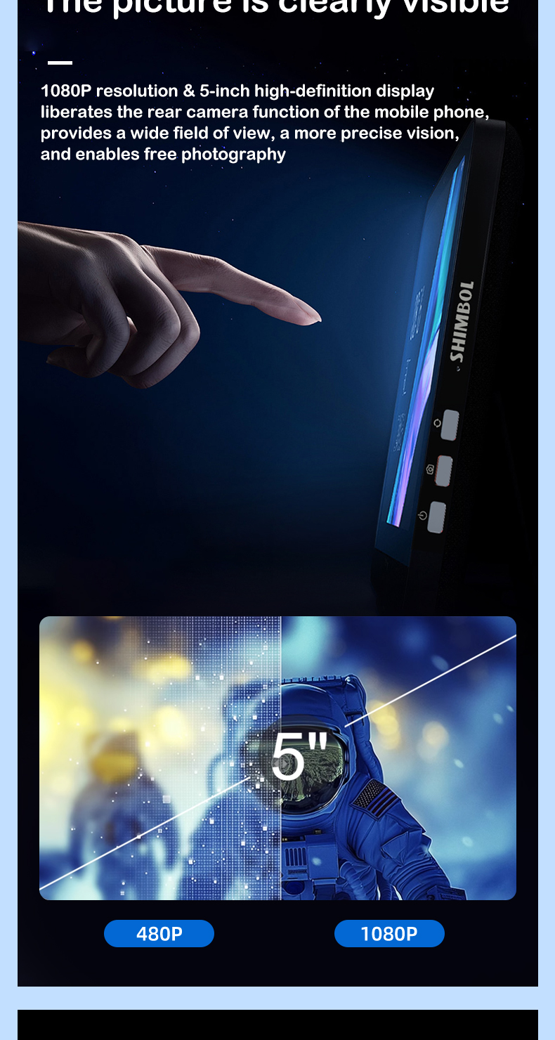 Shimbol CP5 Vlog selfie Recording display screen โทรศัพท์มือถือแม่เหล็กด้านหลังกระจกแสดงเซลฟี่ ...