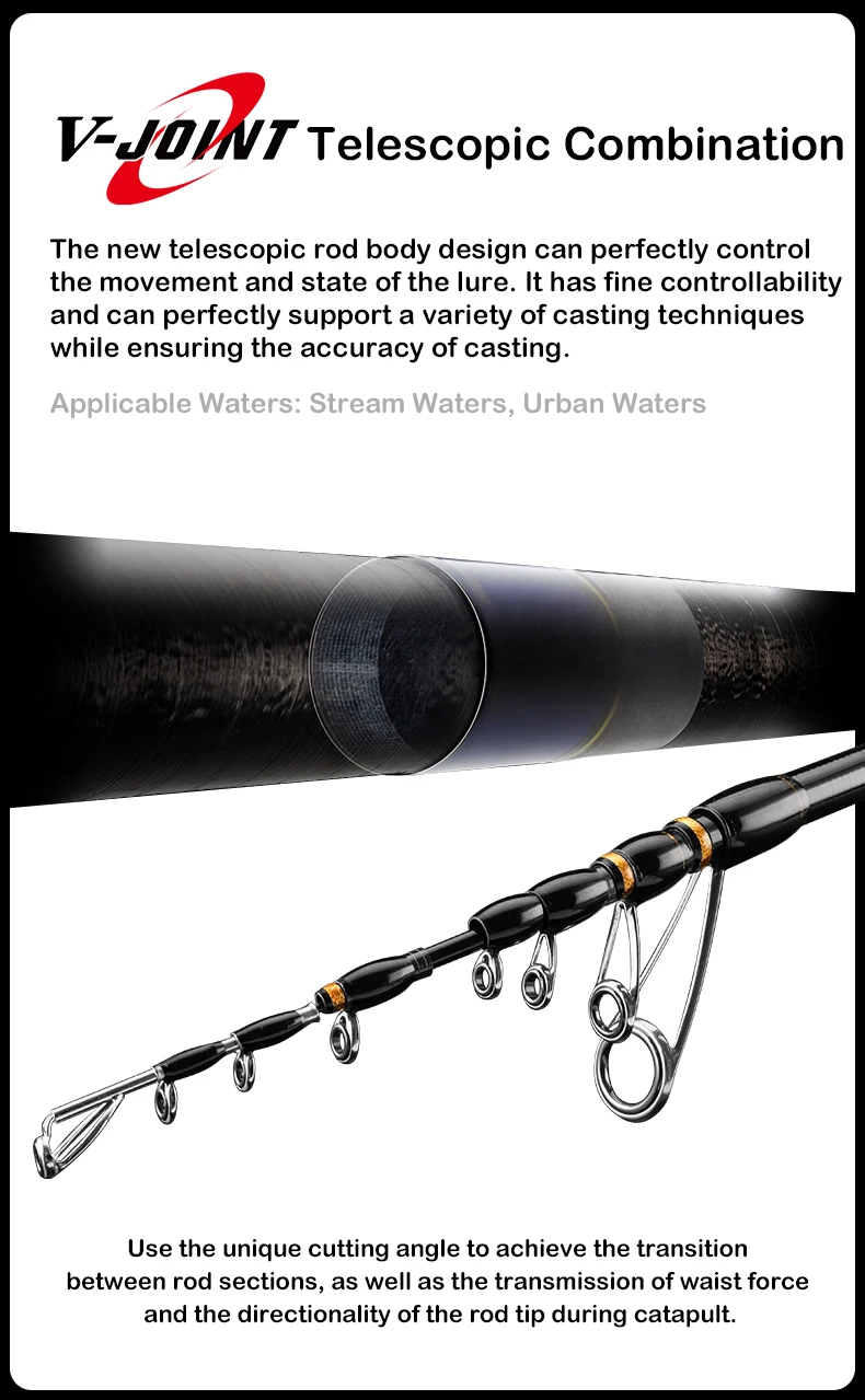 Purelure ใหม่ Telescopic Rod 1.86m 2.10m ML Power BFS 7ft Travel Rod ...