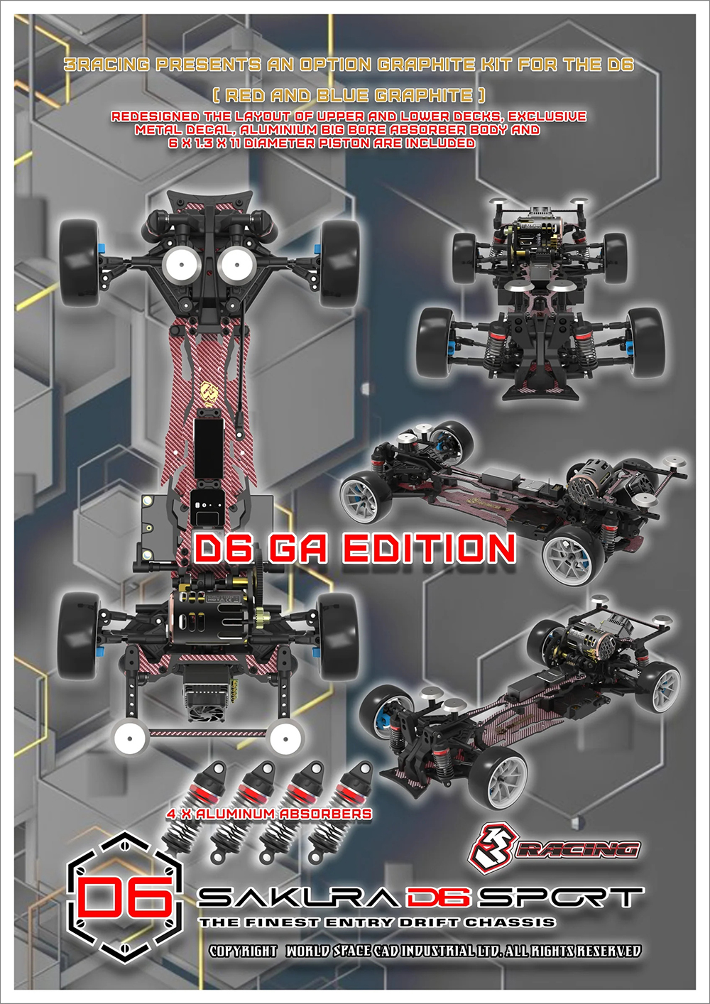 3racing Sakura D6 SPORT RWD ชุด 1/10 RC รีโมทคอนโทรลไฟฟ้ารุ่นรถ ...