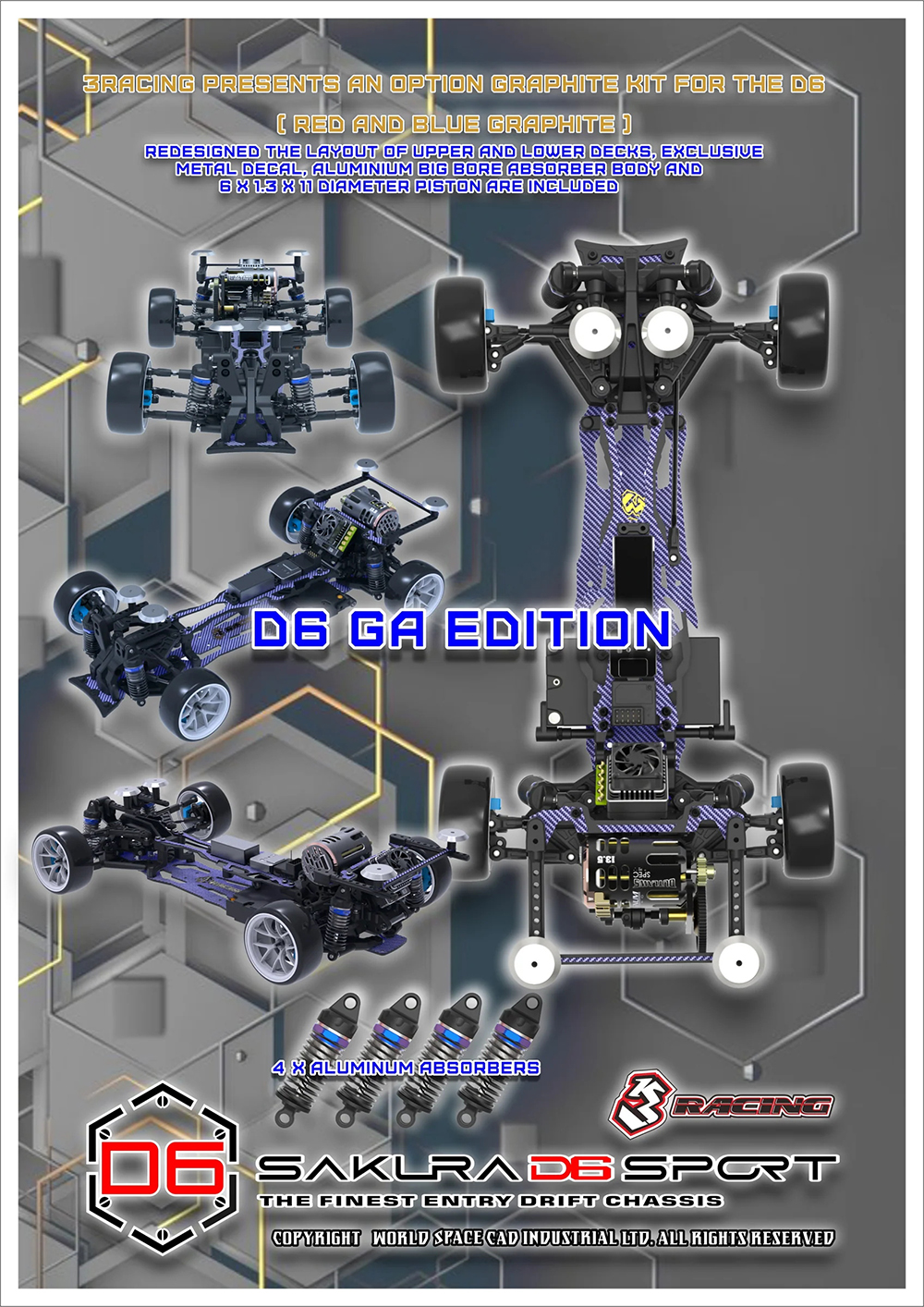 3racing Sakura D6 SPORT RWD ชุด 1/10 RC รีโมทคอนโทรลไฟฟ้ารุ่นรถ ...