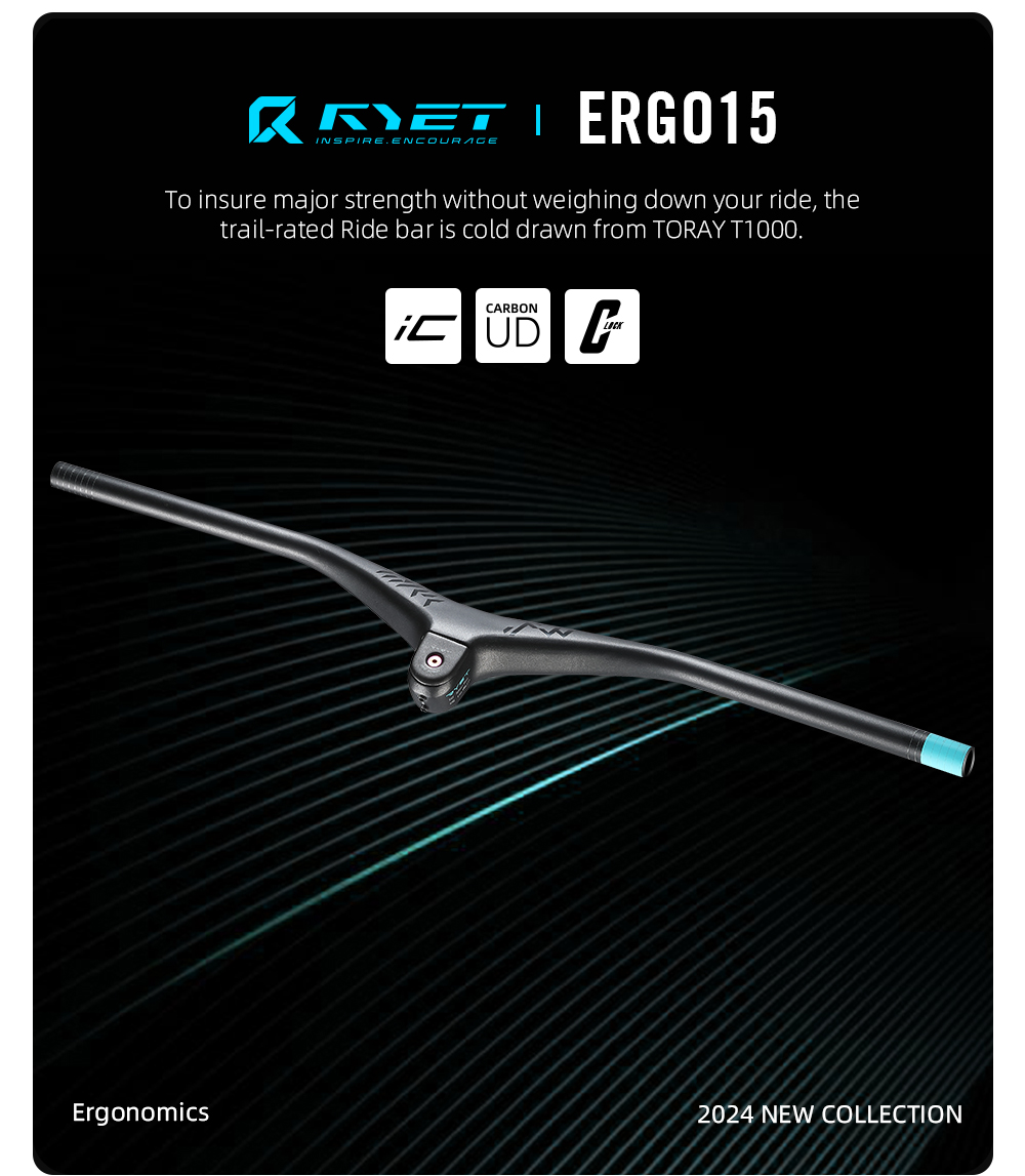 ใหม่ RYET คาร์บอนเต็มแบบบูรณาการ MTB Handlebar Rise 740 มม.-5 องศา UD ...