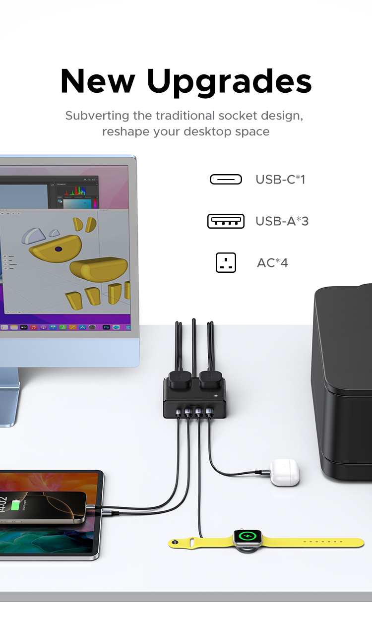 Ugreen S6 Magic Cube Socket plug-in Board พร้อม USB Multi-function plug-in Board สถานีชาร์จ ...