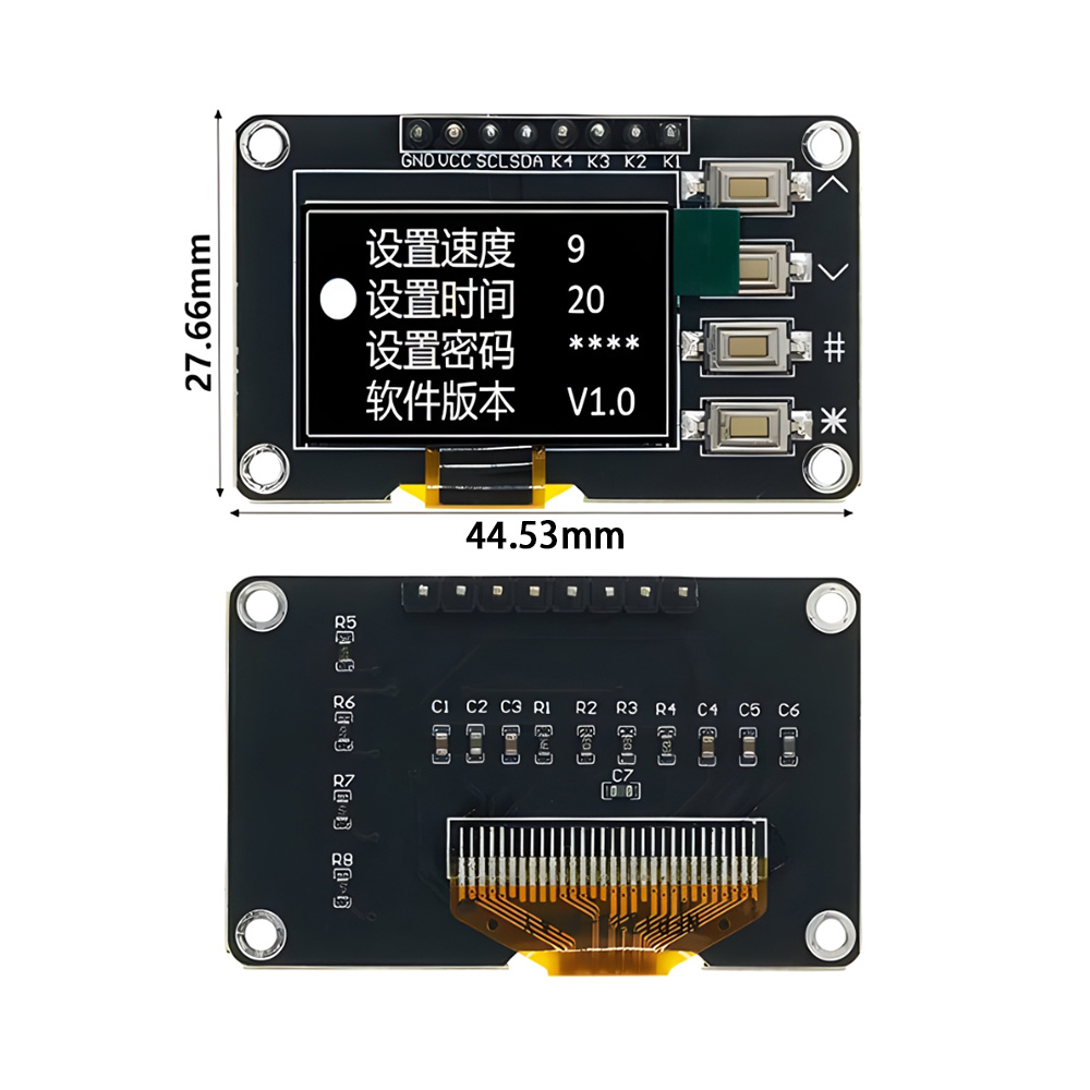 สินค้าใหม่ 0.96 นิ้ว OLED IIC สีขาว/สีเหลืองสีฟ้า/สีฟ้า 12864 จอแสดงผล OLED พร้อม 4x4 คีย์ I2C ...