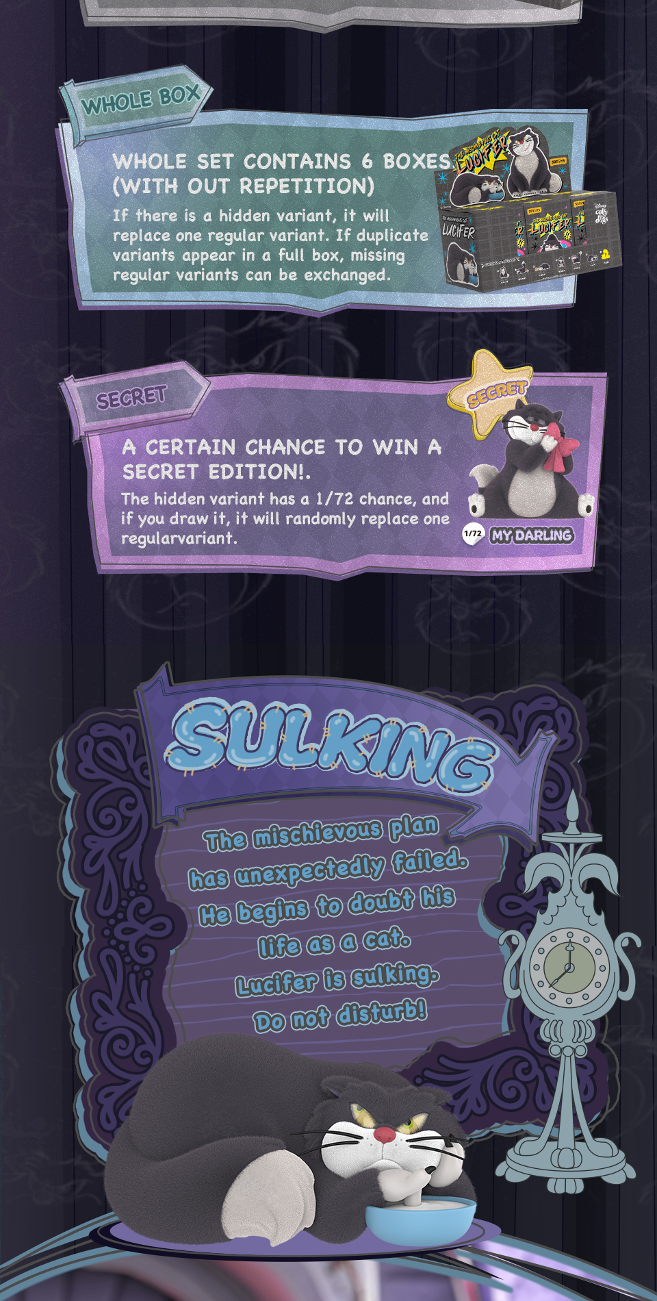 52TOYS Disney The Mischievous Cat Lucifer Series Blind Box Figure Toy ...