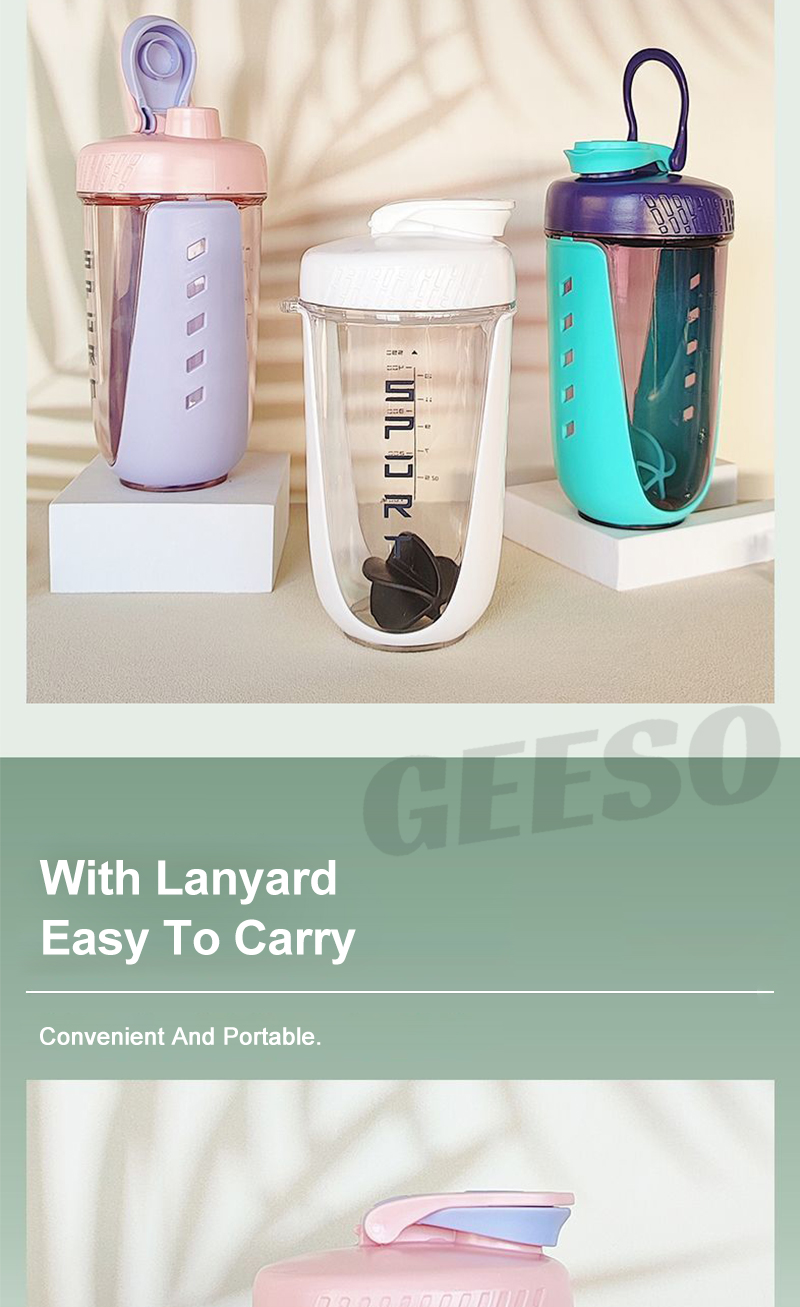 GEESO 590ML Portable Sport Shaker Bottle Outdoor Fitnes Water Bottle ...