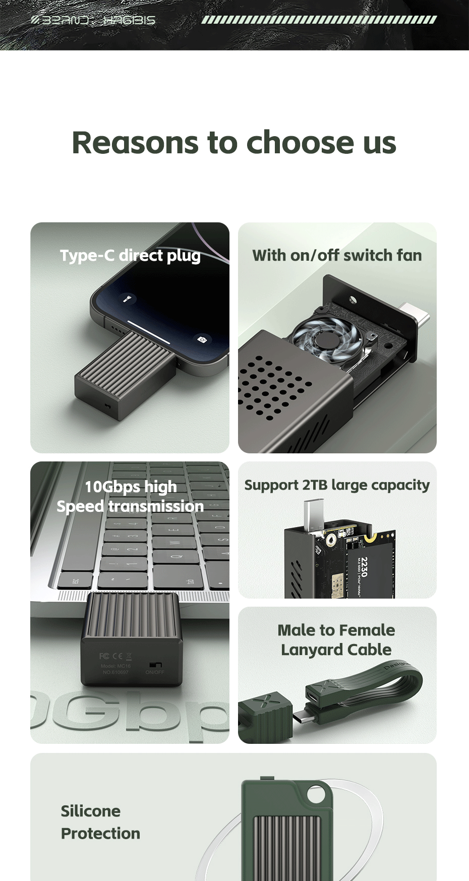 Hagibis 2230 M.2 NVMe SSD Enclosure พร้อมพัดลมระบายความร้อน USB 3.2 Gen ...