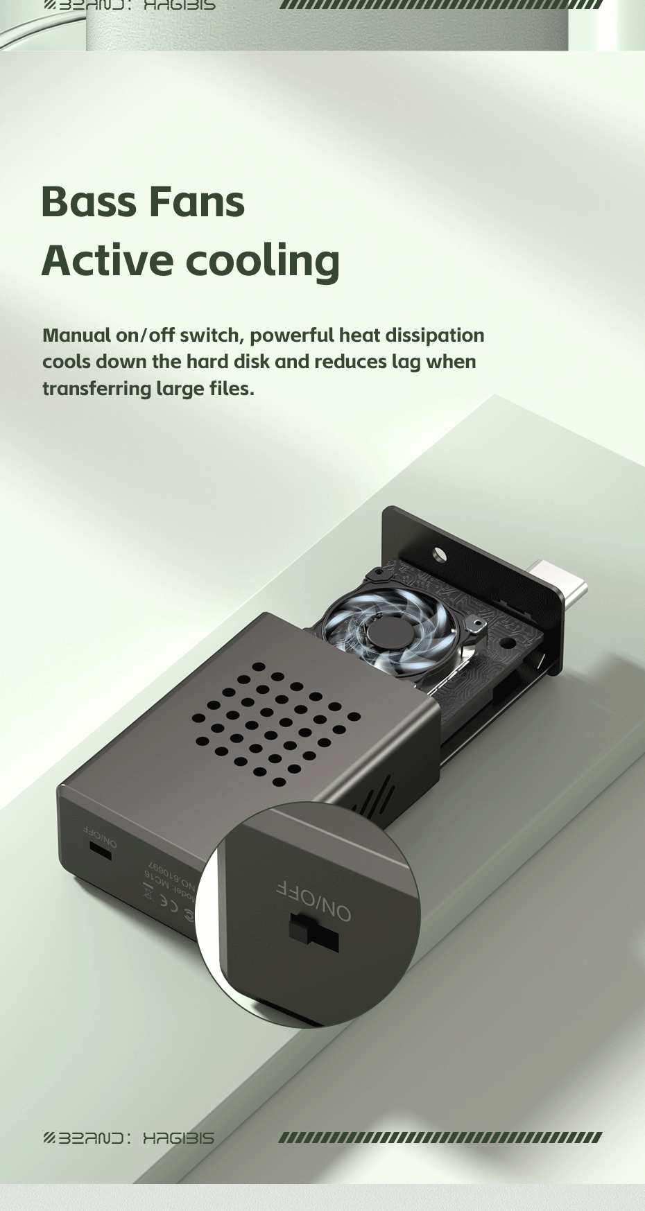 Hagibis 2230 M.2 NVMe SSD Enclosure พร้อมพัดลมระบายความร้อน USB 3.2 Gen ...