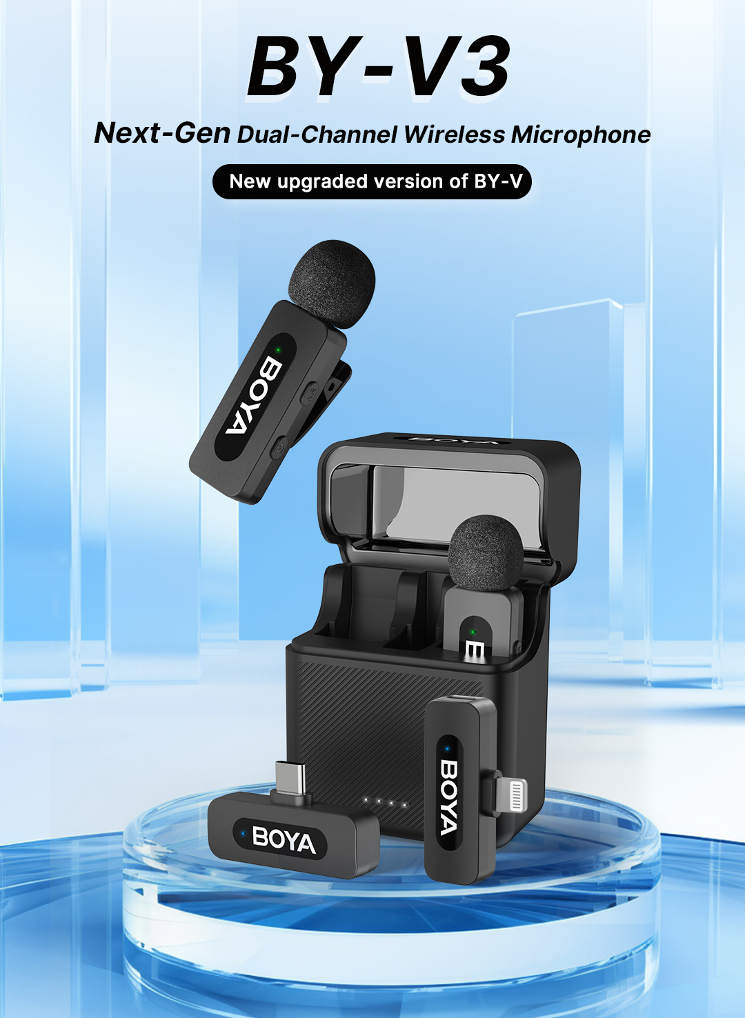 BOYA BY-V3 ไมโครโฟนไร้สาย ดเสียงรบกวน ไมค์อัดเสียง ใช้สำหรับ Vlog ได้กับ iPhone Android DSLRแล็ป ...