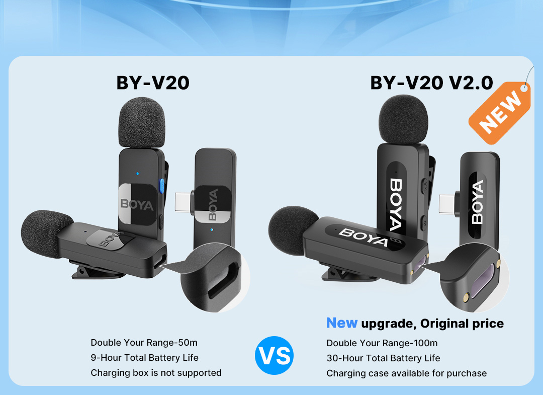 BOYA BY-V3 ไมโครโฟนไร้สาย ดเสียงรบกวน ไมค์อัดเสียง ใช้สำหรับ Vlog ได้กับ iPhone Android DSLRแล็ป ...