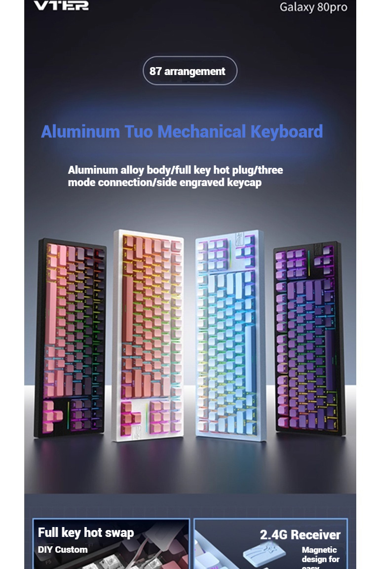 VTER Galaxy80Pro-CK three-mode side engraved mechanical keyboard ...