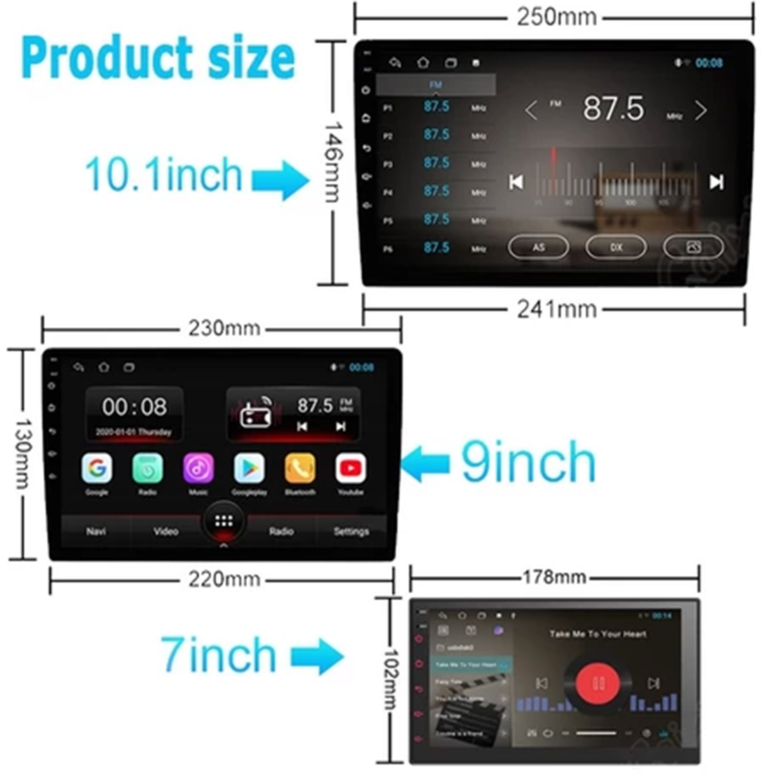 ESSGOO จอ android ติดรถยนต์ [4+64/32G+กล้องหลังฟรี] CarPlay FM GPS Wifi YouTube BT EQ USB จอแอน ...