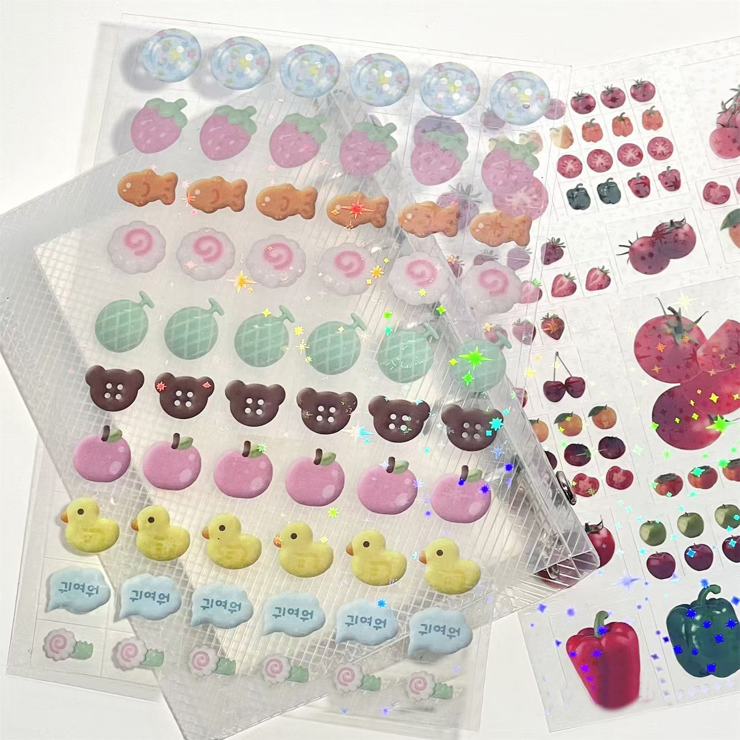 3 ชิ้น Retro MINI Tomato Cube โปร่งใสแฟลชฟิล์มสติกเกอร์ DIY ประกาย Guka ...