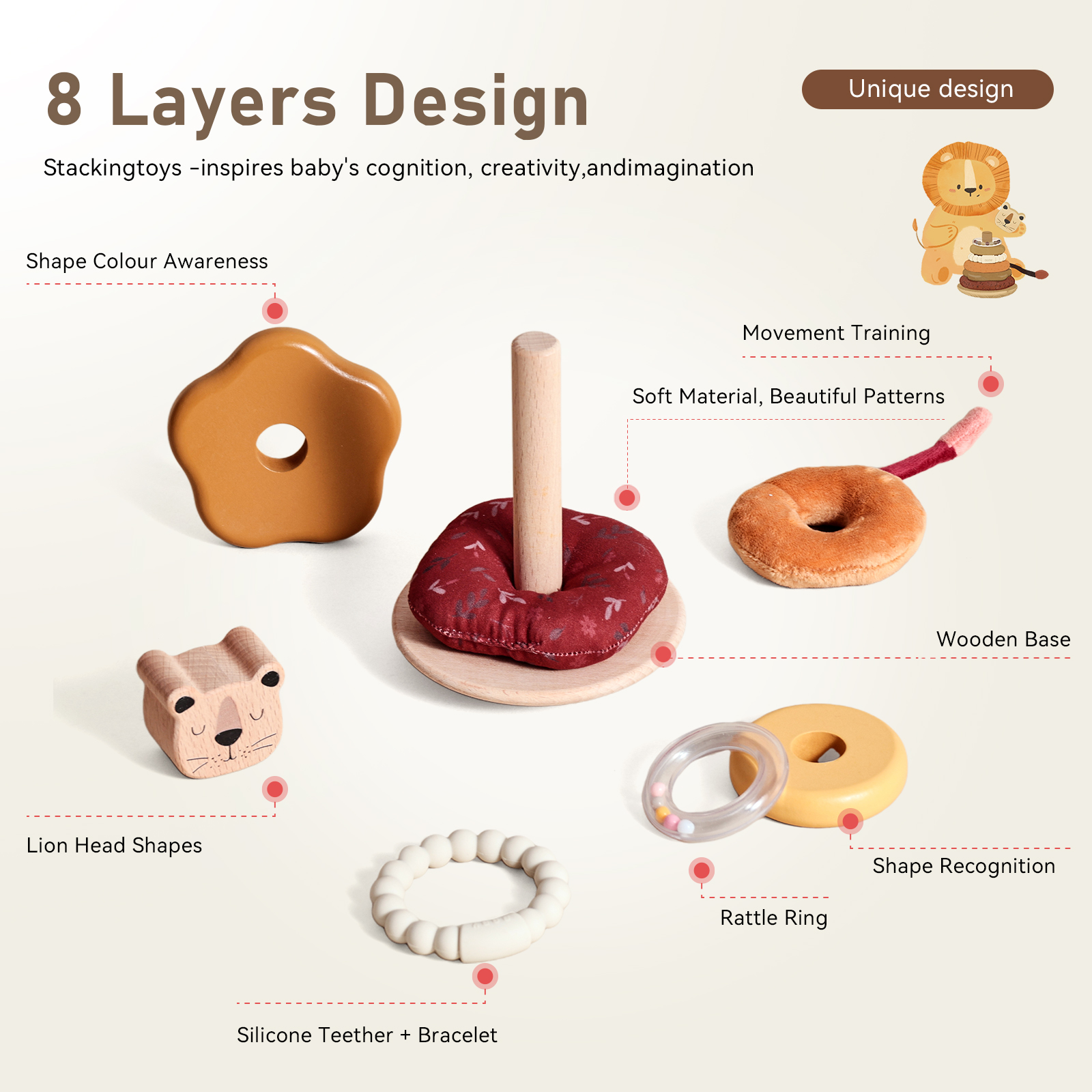 Baby Montessori Educative Roly-Poly Puzzle ของเล่นซ้อนสําหรับเด็กวัยหัด ...