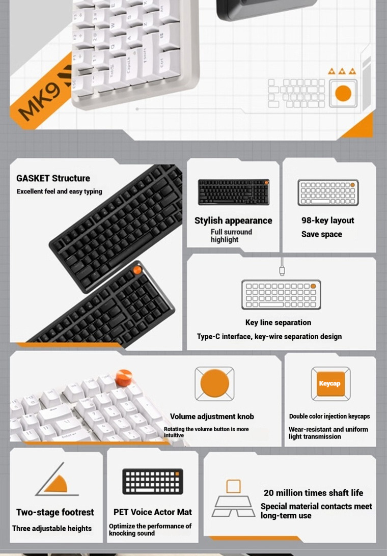 Lenovo MK9 98-key wired mechanical Red Axis Keyboard Gaming Keyboard ...