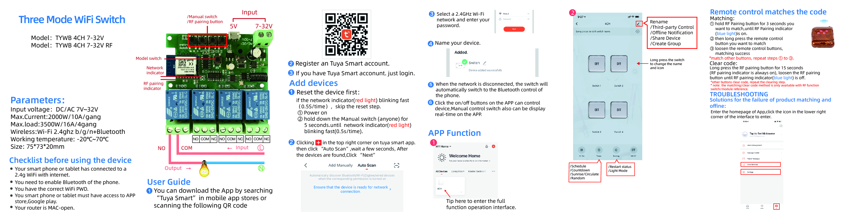 Sonoff TYWR USB 5V/DC7-32V Tuya สวิตช์อัจฉริยะ 433MHZ 4 ช่อง โมดูล ...