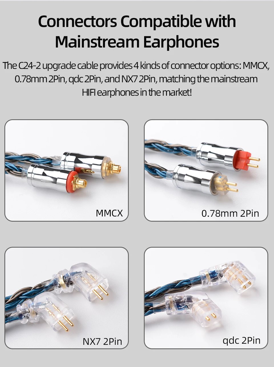 Nicehck C24-2 24 Core ทองแดงชุบเงินทองแดงชุดหูฟังสาย MMCX/NX7/QDC/0.78 2Pin สําหรับ KZ | Shopee ...